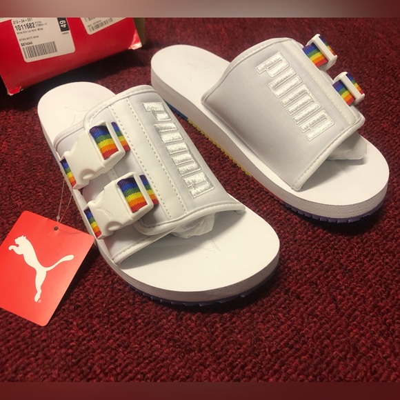 Puma | Shoes | Puma White Wilo Lux Nylon Slides | Poshmark